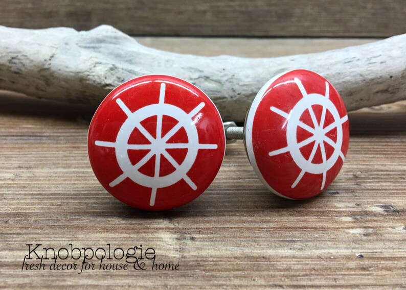 1.5 Red and White Ship's Wheel Knob Captains Wheel - Etsy