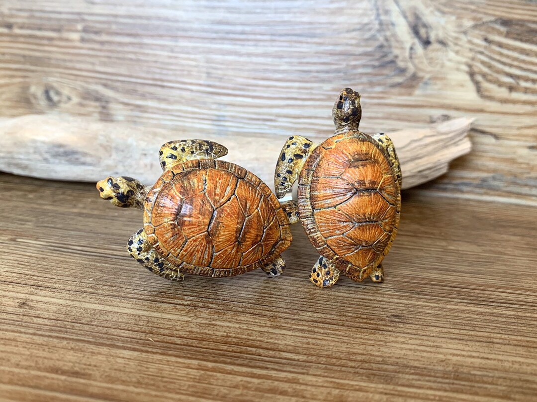 Set of 2 Sea Turtle Drawer Knobs - Ceramic Turtle Shell Knob - Beach ...