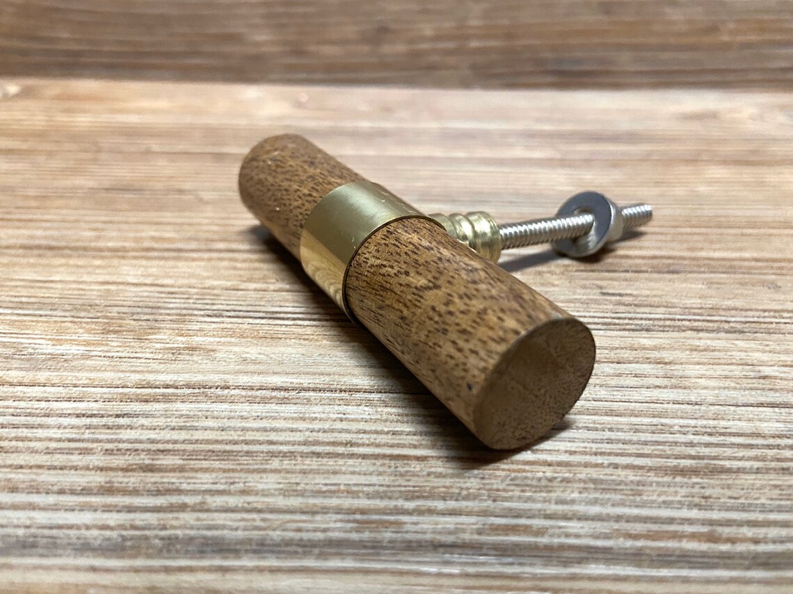 Wood and Brass Loop Drawer Handle Dowel Drawer Pull - Etsy