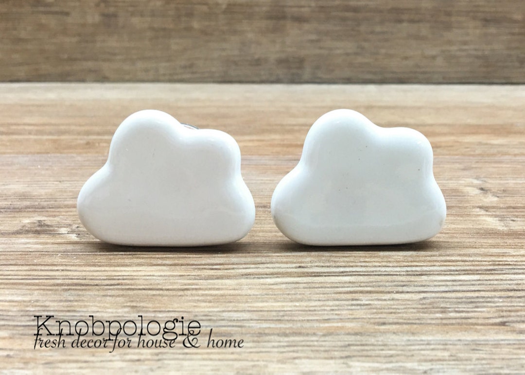 SET of 2 Cloud Knobs White Ceramic Cloud Dresser Drawer Pull - Etsy