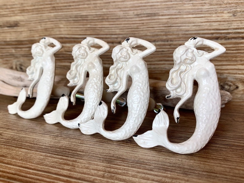Set of 2 Ivory Cream Mermaid Knob Drawer Handles Mermaid | Etsy