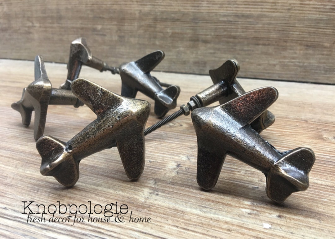 SET OF 12 Airplane Knobs - Antique Bronze Metal Plane Pull - Flying ...