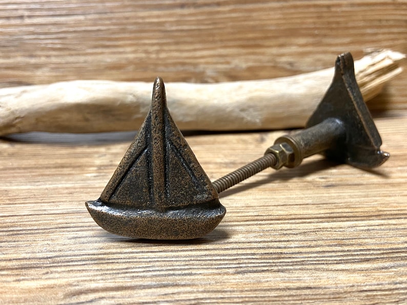 SET OF 4 Sailboat Knobs - Cast Metal Bronze Boat Knob Knob - Sailor ...