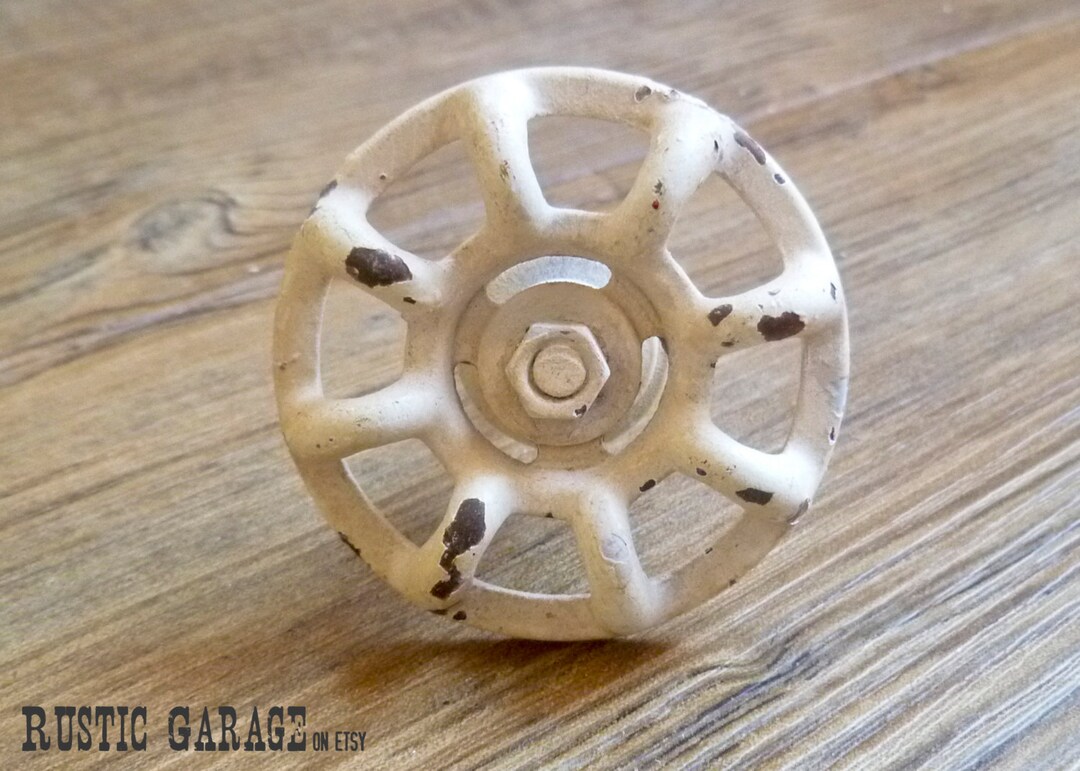 Large Vintage Cream Cast Iron Water Valve Faucet Knob - Industrial ...