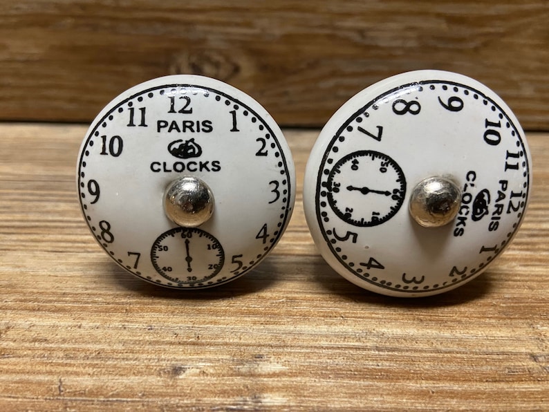 Paris Clocks Knobs Ceramic Clock Face Knob White and Black - Etsy