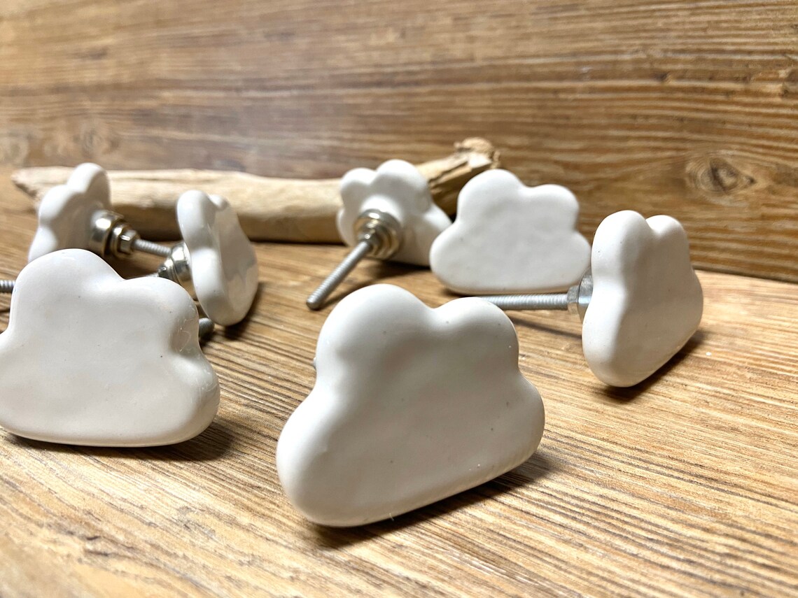 SET of 2 Cloud Knobs White Ceramic Cloud Dresser Drawer Pull | Etsy