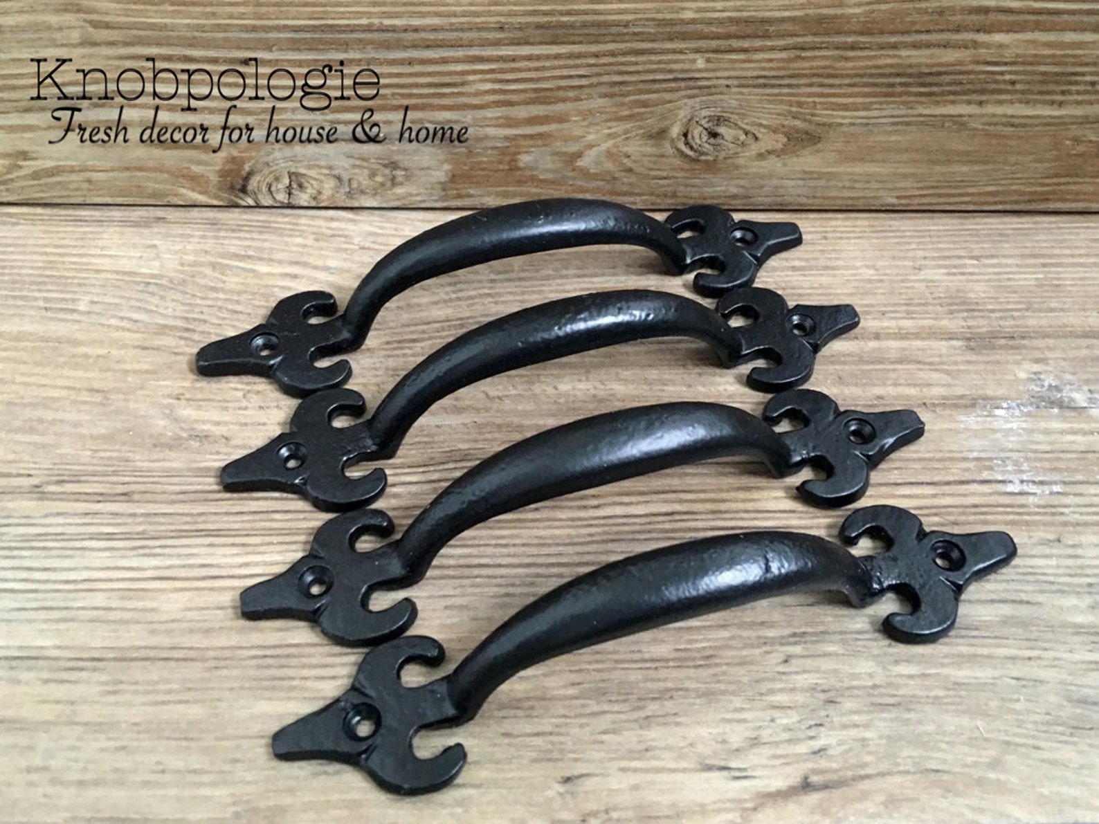 SET OF 4 large Black Hammered Metal Drawer Pull Natural - Etsy