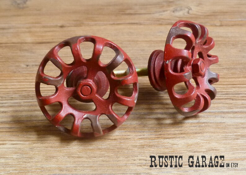 Large Vintage Red Cast Iron Water Valve Faucet Knob | Etsy