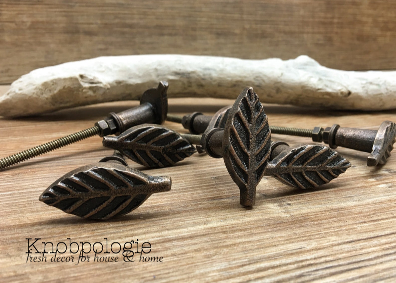 SET OF 4 Leaf Knobs Small Cast Iron Metal Knob Decorative - Etsy