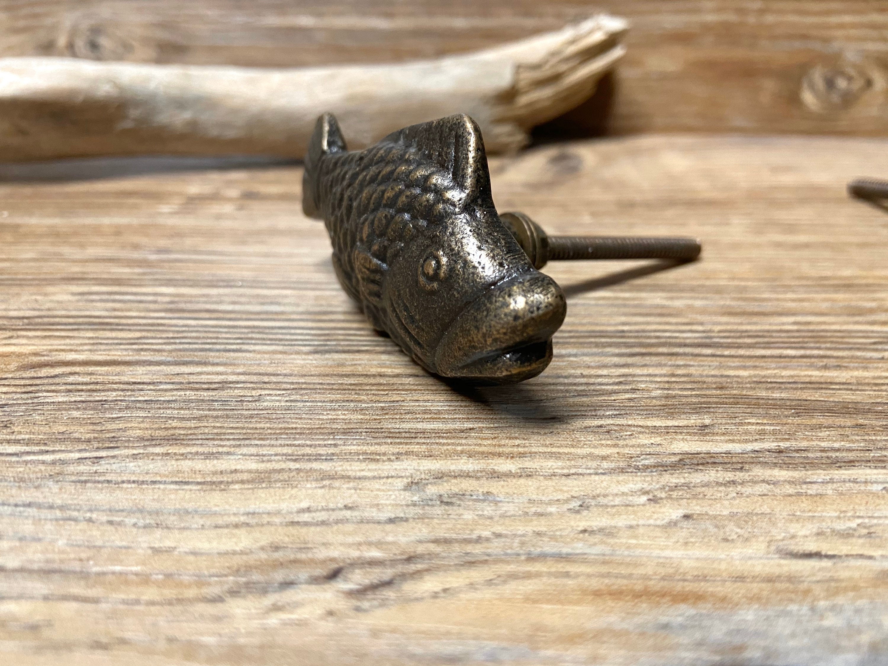 SET OF 8 Bronze Big Lip Fish Knobs Drawer Pull Beach Theme | Etsy