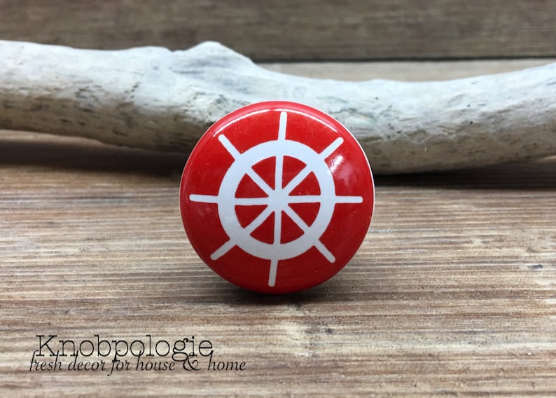 1.5 Red and White Ship's Wheel Knob Captains Wheel - Etsy