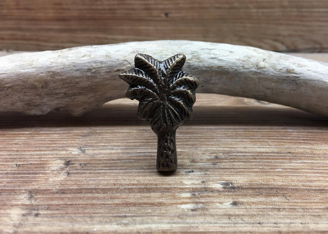 Palm Tree Knob - Small Cast Iron Metal Knob - Decorative Drawer Pull ...