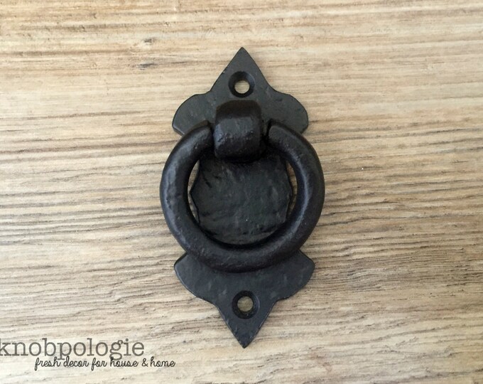 Black Hammered Loop Metal Drawer Pull Natural Rustic Black - Etsy