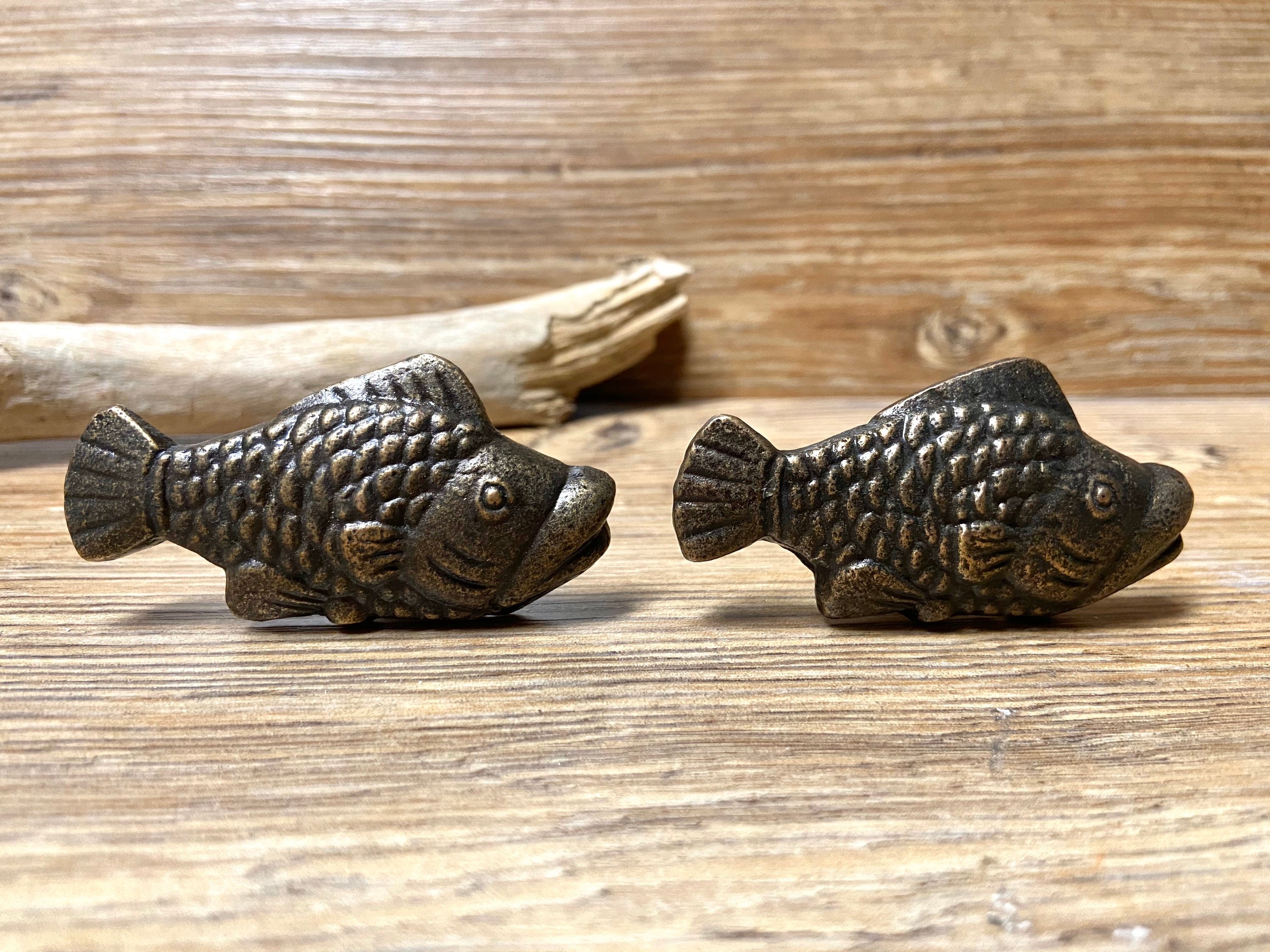 SET OF 8 Bronze Big Lip Fish Knobs Drawer Pull Beach Theme | Etsy