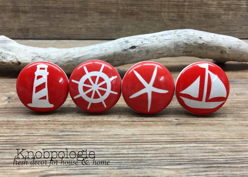 1.5 Red and White Ship's Wheel Knob Captains Wheel - Etsy