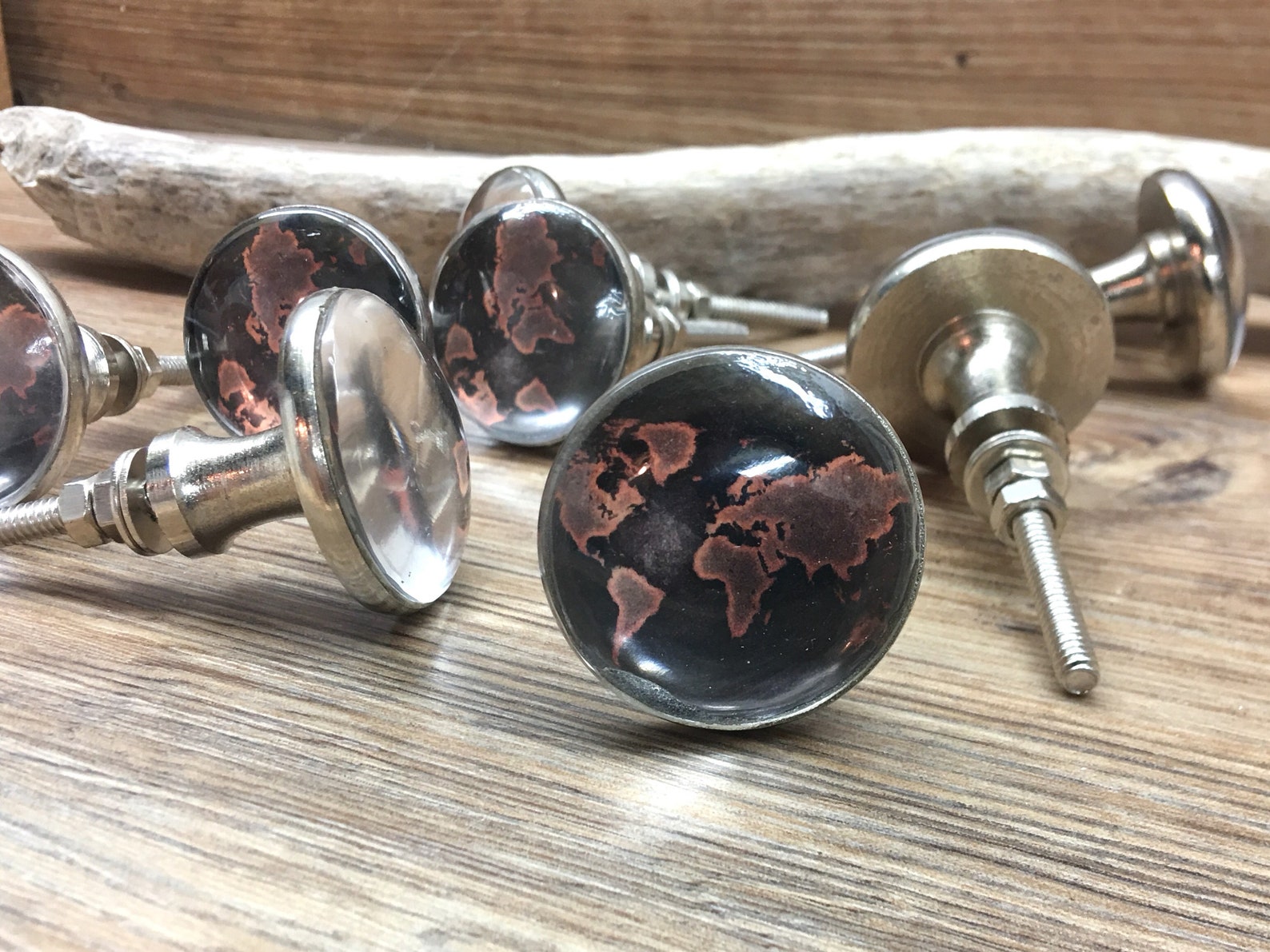 World Globe Map Knob Black and Coppery Brown Atlas Glass - Etsy