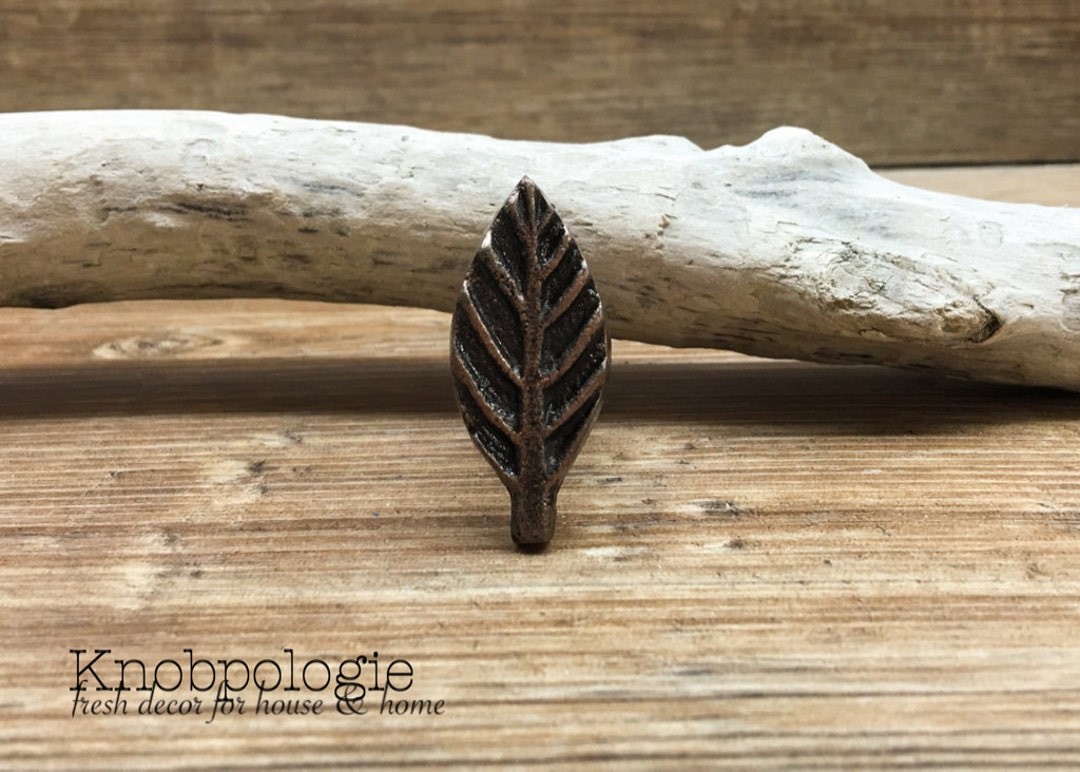 Leaf Knob - Small Cast Iron Metal Knob - Decorative Drawer Pull - Tree ...