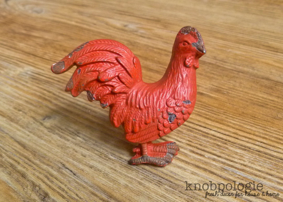 Barn Red Rooster Metal Knob - Farm Animal Drawer Pull - Nursery Decor ...