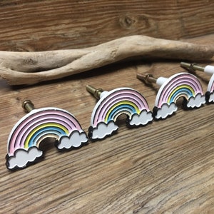 Set of 2 Pastel Rainbow Knobs Rainbow Drawer Pulls Pink Yellow Aqua ...
