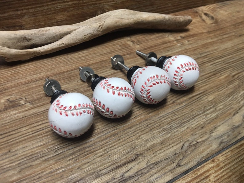 Set of 2 Baseball Knobs Softball or Baseball Drawer Pull | Etsy