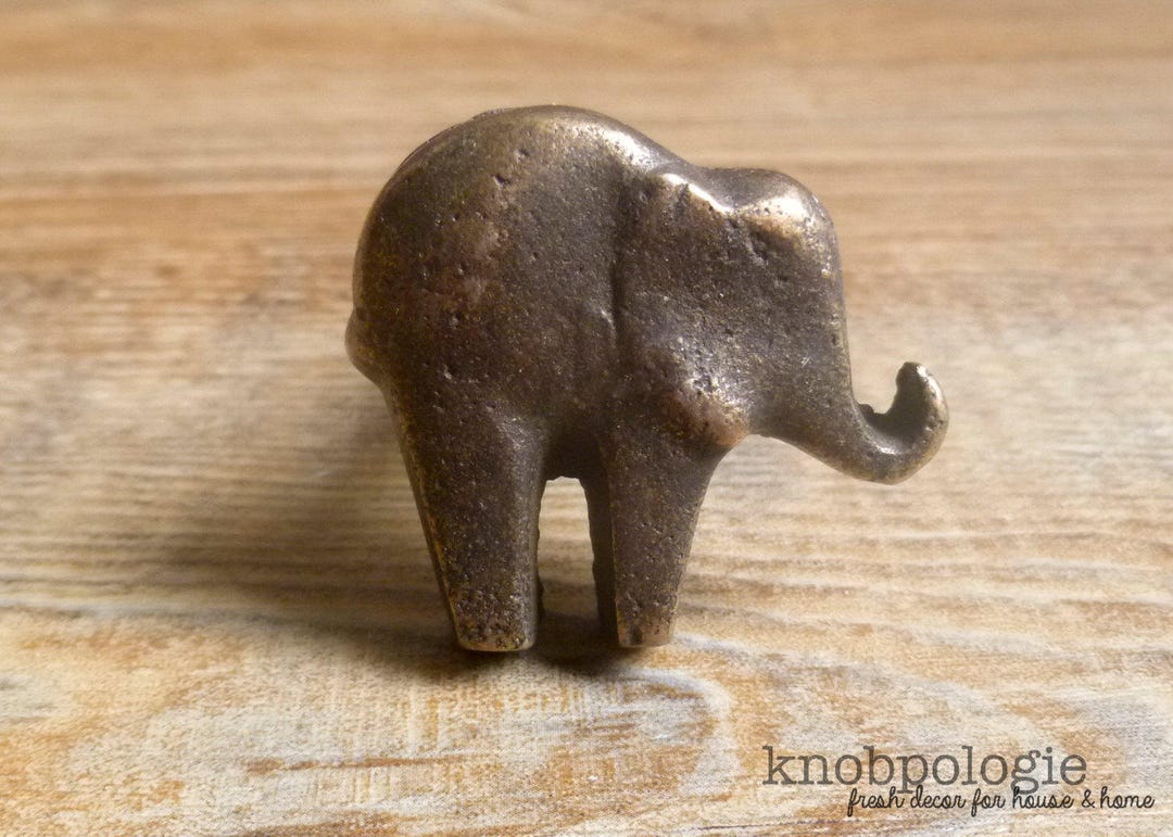 Antique Bronze Cast Iron Elephant Knob Baby Elephant Drawer Pull Zoo Animal Theme Nursery Decor ...