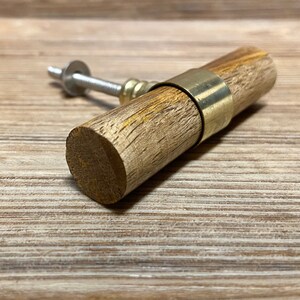 Wood and Brass Loop Drawer Handle - Dowel Drawer Pull - Natural Wooden ...