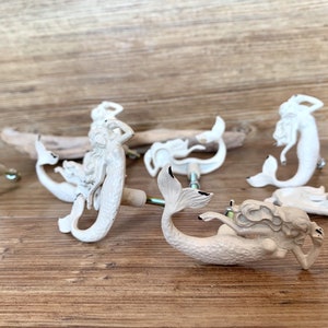 Set of 2 Ivory Cream Mermaid Knob Drawer Handles - Mermaid Tail - Beach ...