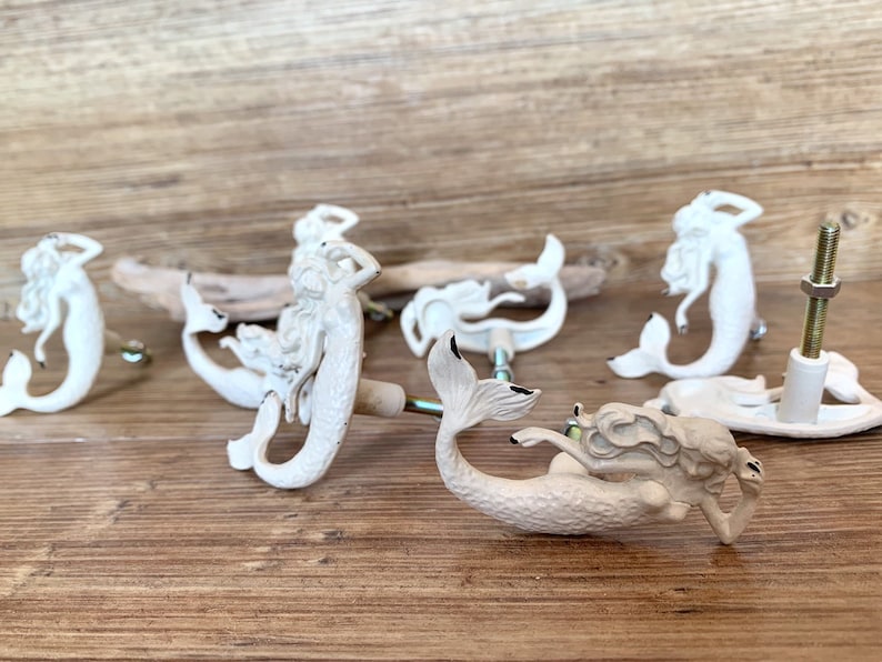 Set of 2 Ivory Cream Mermaid Knob Drawer Handles Mermaid | Etsy