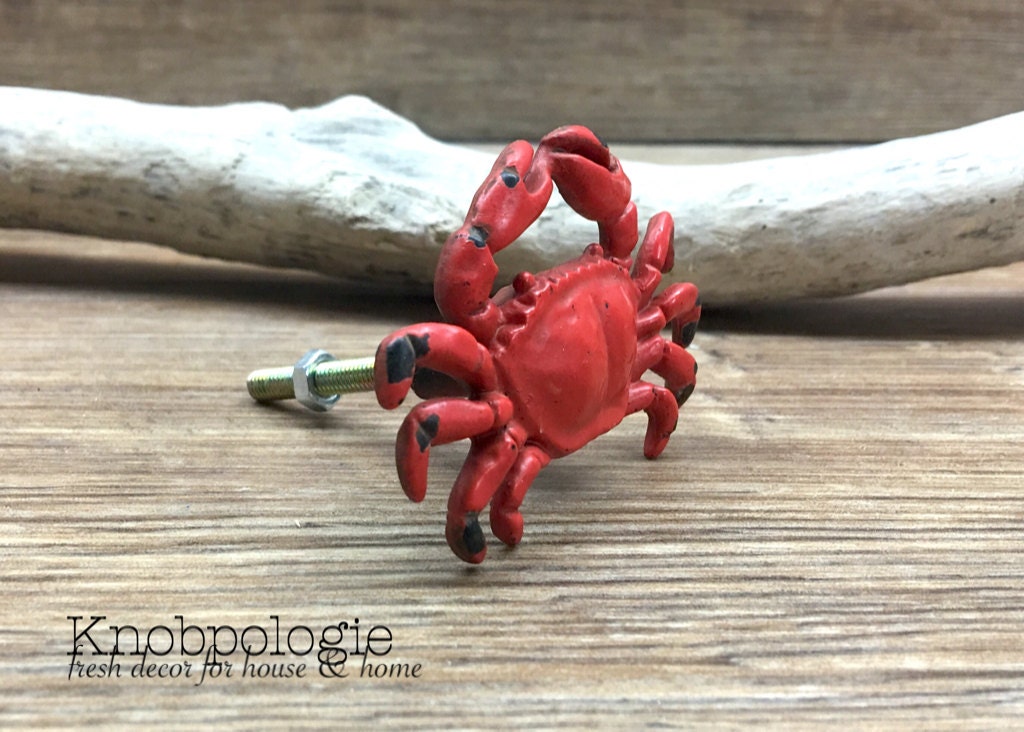 Red Metal Crab Knob Hermit King Crab Dungeness Pinchers - Etsy