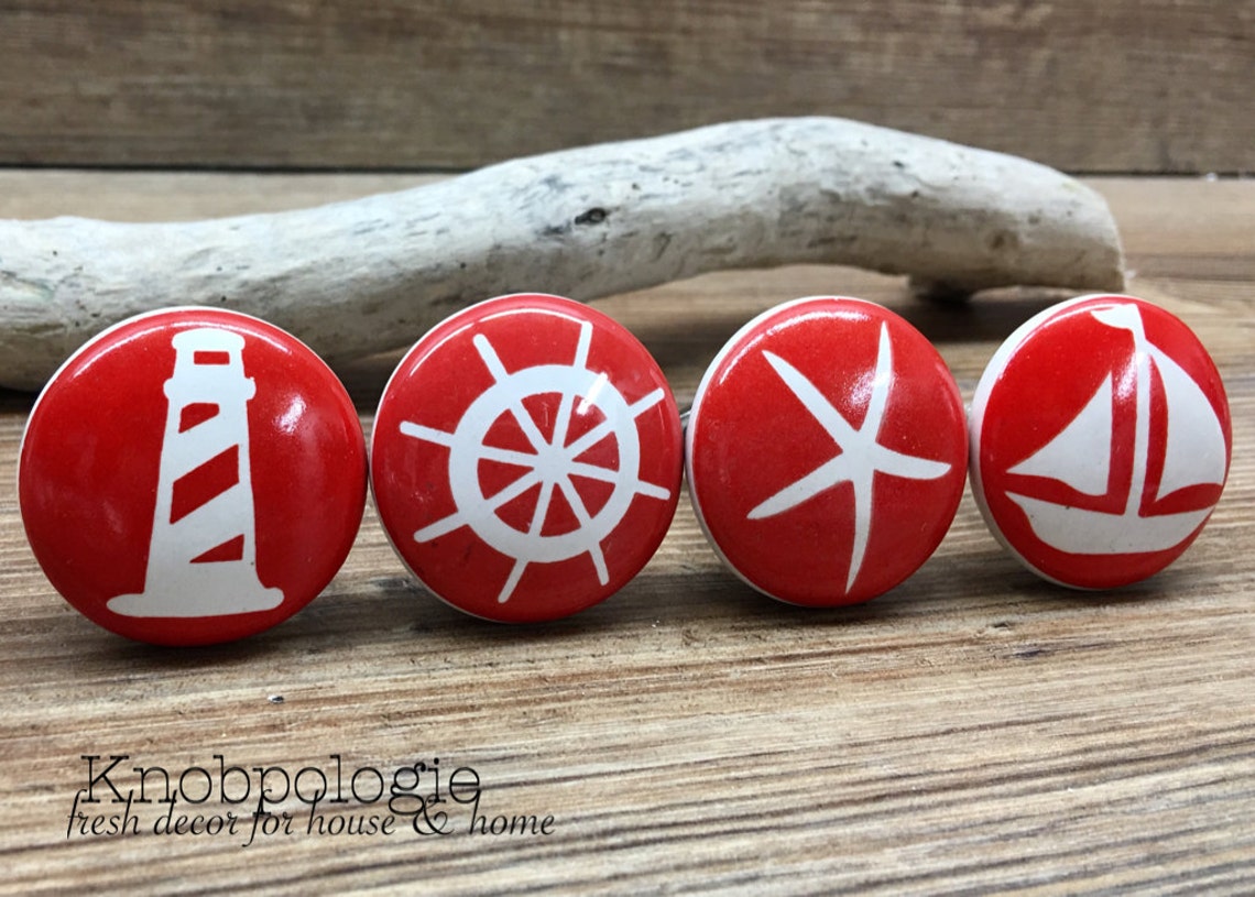 1.5 Red and White Ship's Wheel Knob Captains Wheel - Etsy