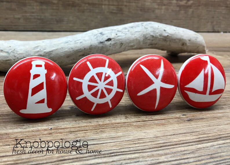1.5 Red and White Ship's Wheel Knob Captains Wheel - Etsy