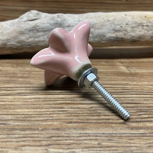 Set of 4 Light Pink Flower Knobs - Lily Knob - Unique Ceramic Floral Knob - Pink Tropical Knob ...