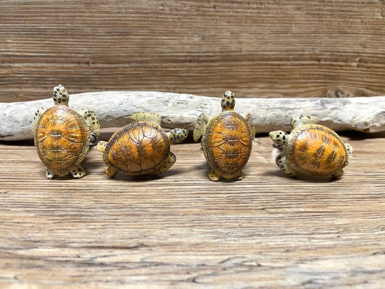 Set of 2 Sea Turtle Drawer Knobs - Ceramic Turtle Shell Knob - Beach Nautical Drawer Pull ...