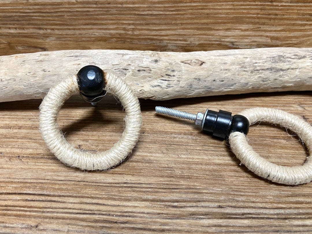 SET OF 2 Light Jute Rope Ring Pulls Loop Drawer Pull Boho - Etsy