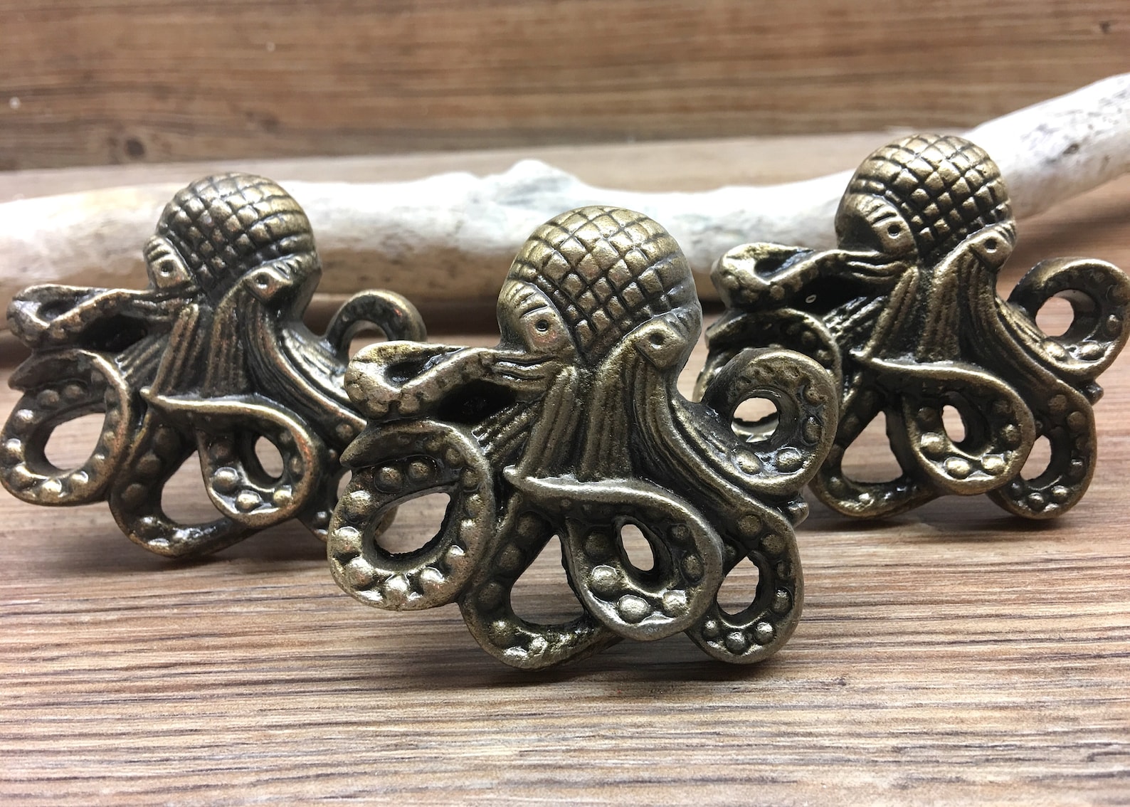SET OF 2 Antique Bronze Octopus Knobs - Large Metal Knob - Nautilus ...
