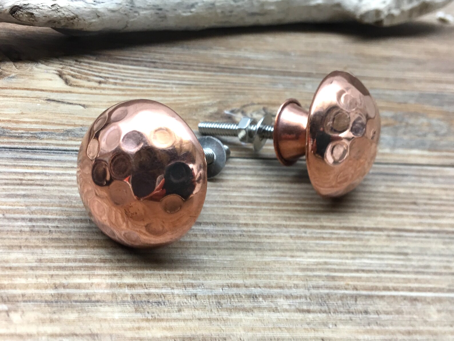 Set of 2 Hammered Copper Knobs Drawer Pull Cabinet Handle - Etsy