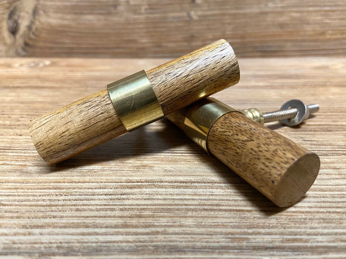Wood and Brass Loop Drawer Handle Dowel Drawer Pull | Etsy