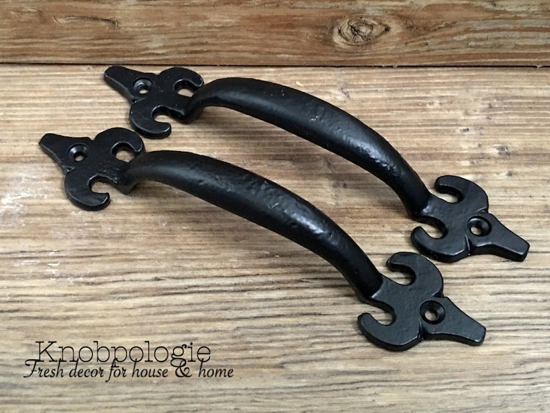 SET OF 4 large Black Hammered Metal Drawer Pull Natural - Etsy