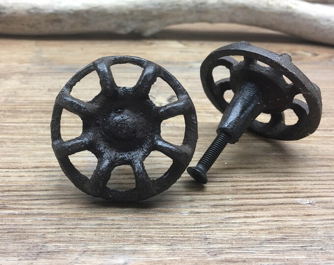 SET of 2 Cast Iron Water Valve Faucet Knobs - Modern Industrial Drawer ...