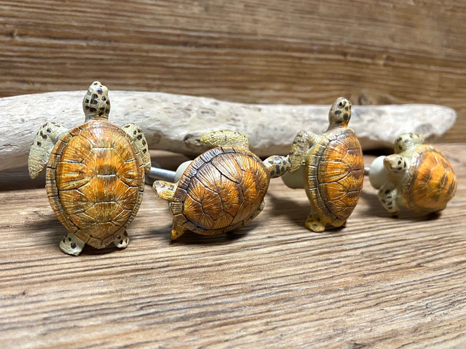 Set of 2 Sea Turtle Drawer Knobs - Ceramic Turtle Shell Knob - Beach ...
