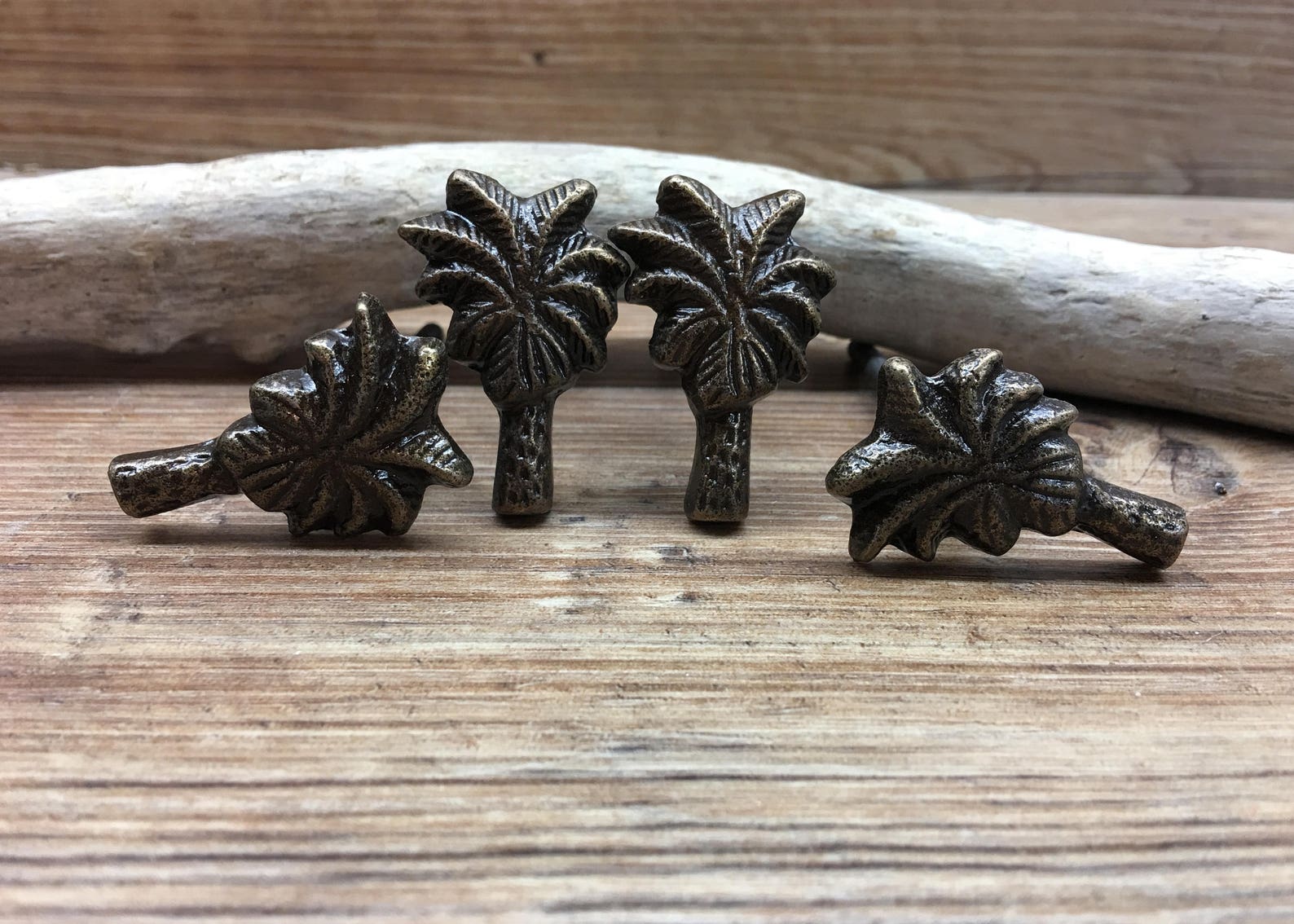 Set of 4 Palm Tree Knobs Small Cast Iron Metal Knob | Etsy