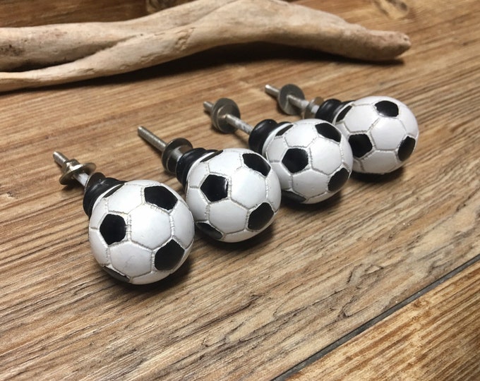 Set of 4 Soccer Ball Knobs - Soccer Drawer Pull - Sports Theme Dresser ...