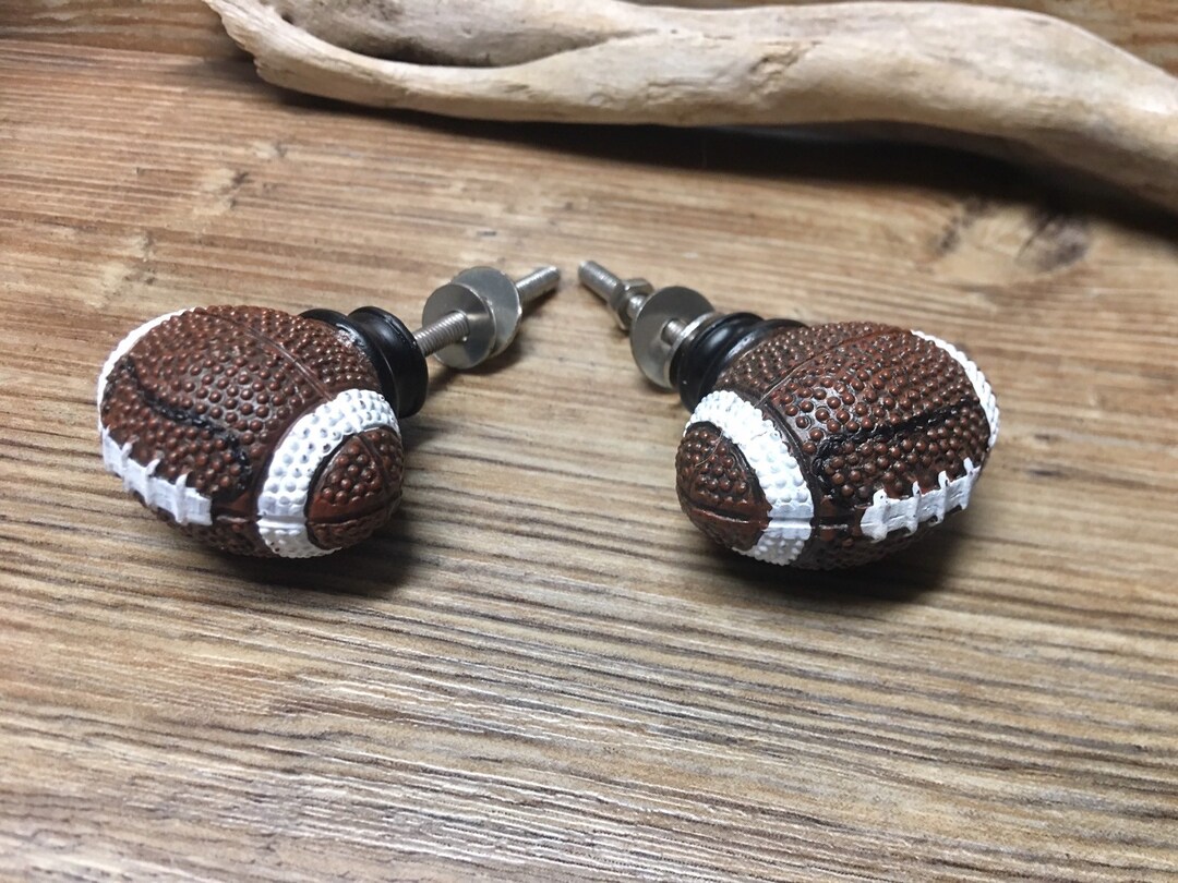 Set of 2 Football Knobs Football Drawer Pull Sports Theme Dresser ...