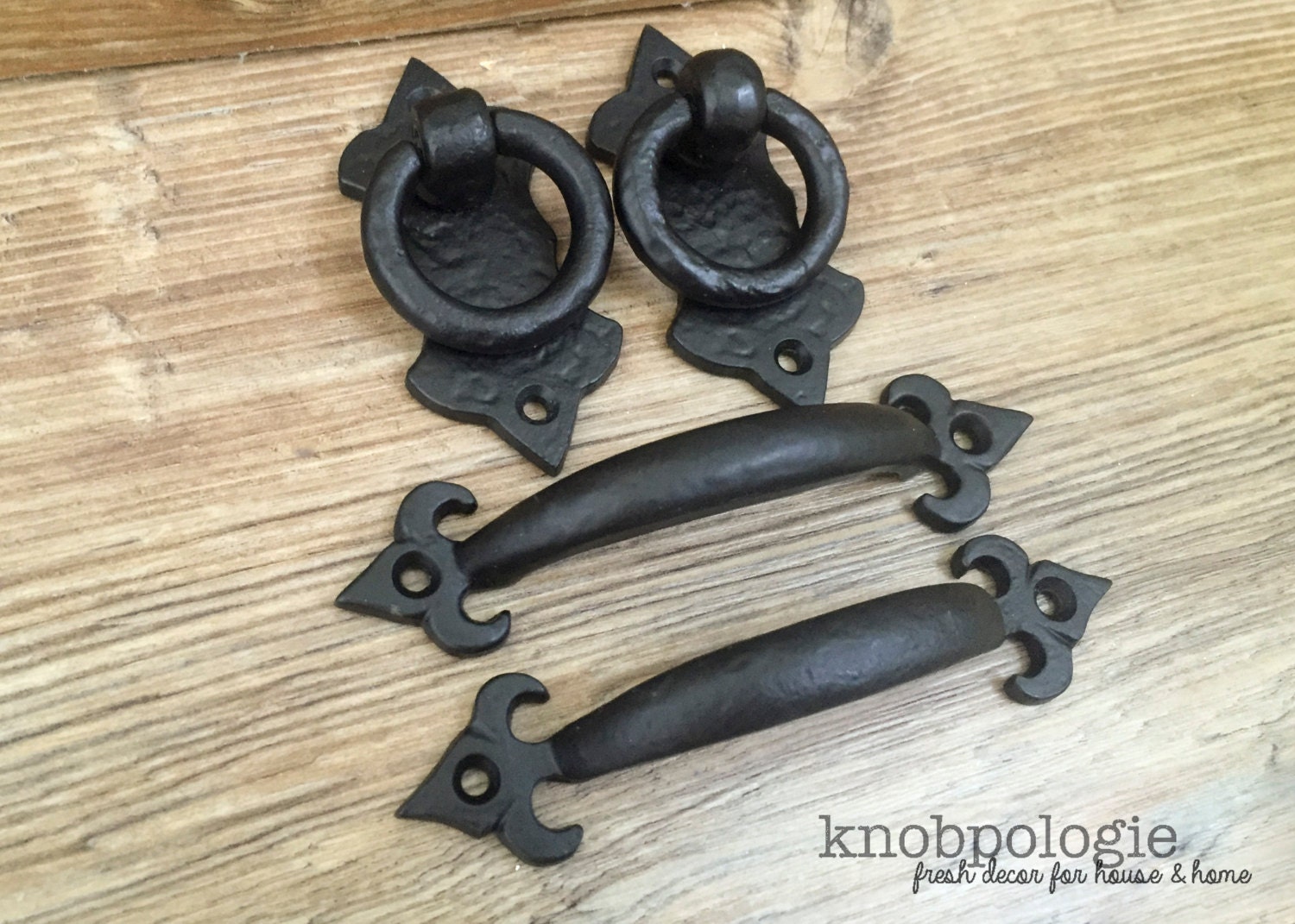 Black Hammered Loop Metal Drawer Pull Natural Rustic Black - Etsy