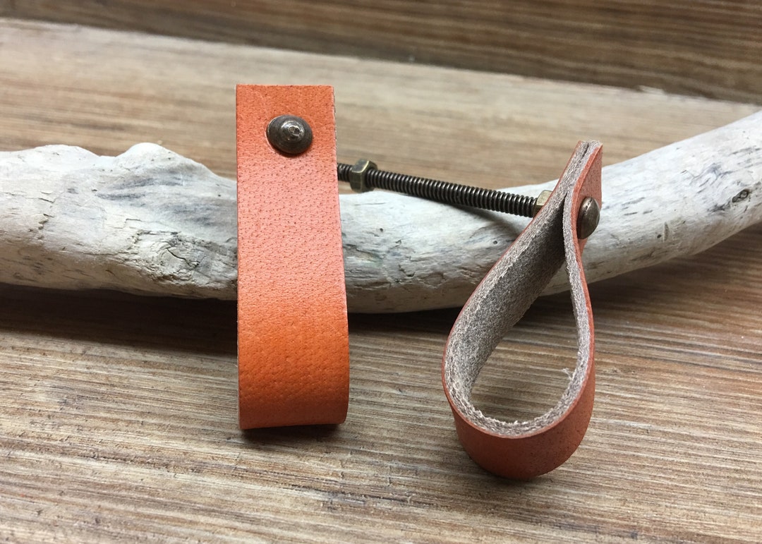 SET DI 2 Marrone Medio Marrone Arancio Genuino Pelle Loop Cassetto ...