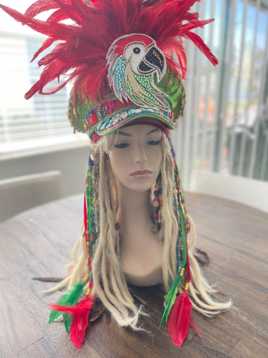 Parrot Head Captain Hat Rave Burning Man, Mardi Gras Parade Festival ...