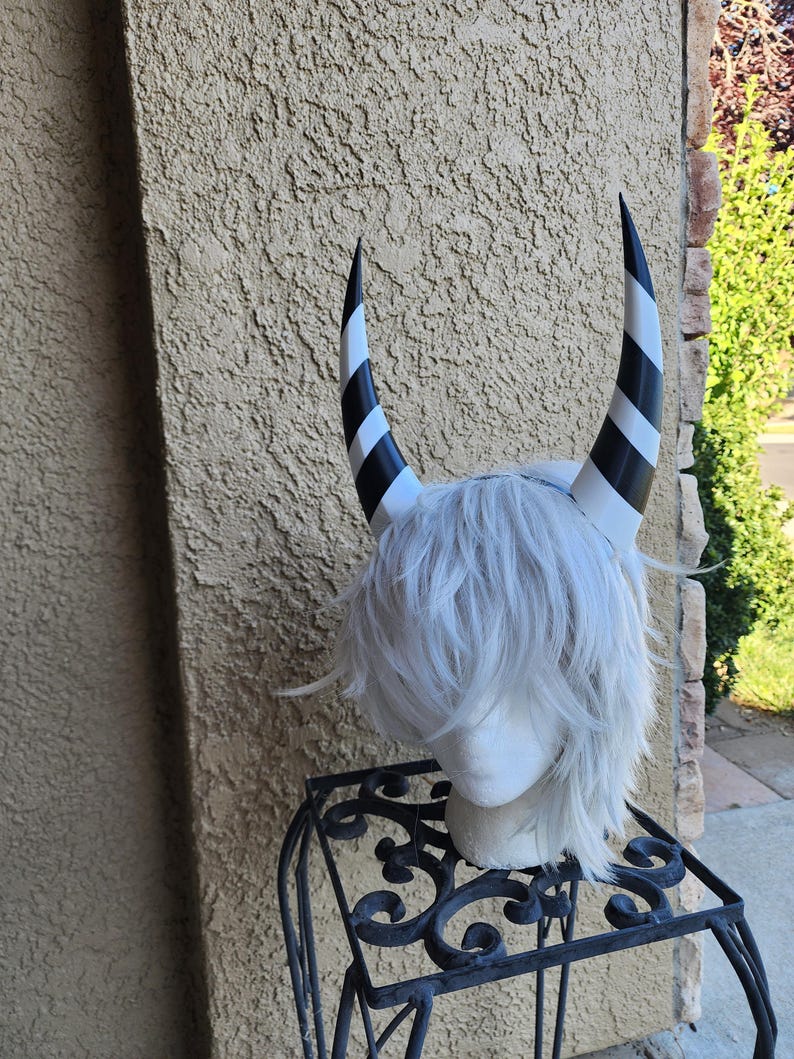 Striped Black and White Costume Horns - 3D Printed Headband - Etsy
