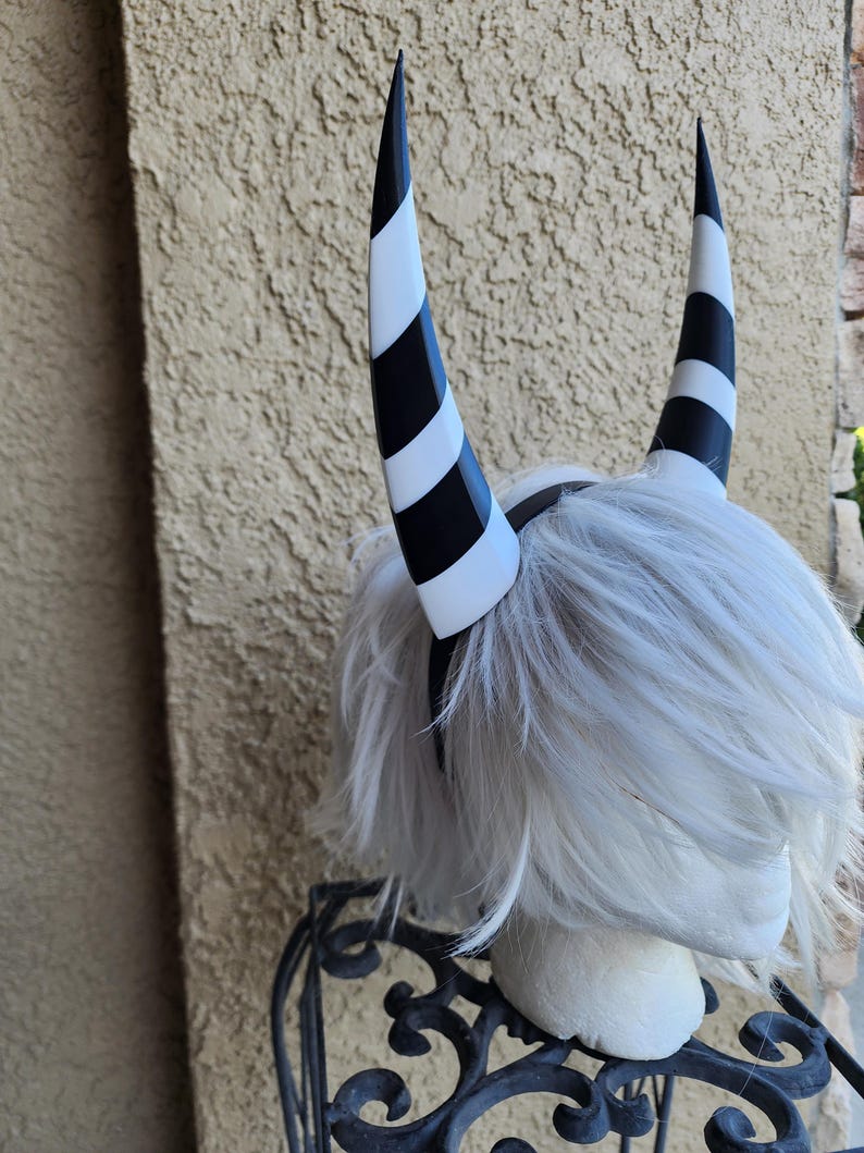 Striped Black and White Costume Horns - 3D Printed Headband - Etsy