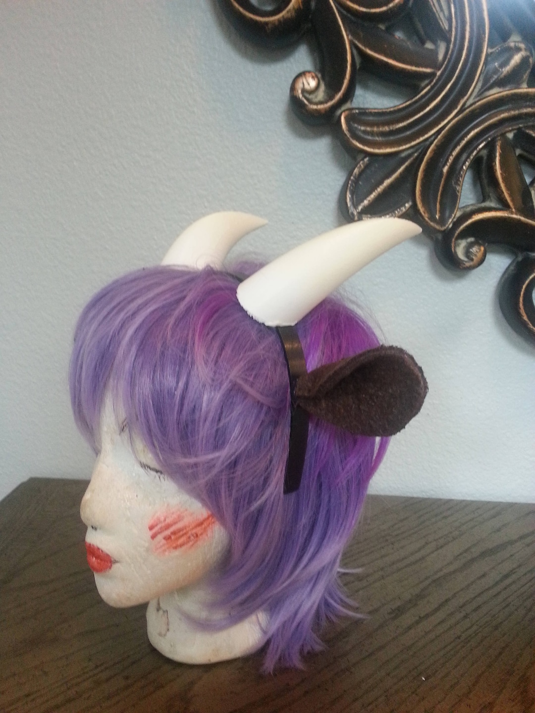Goat Fantasy 3d Printed Horns With Ears Option on Headband Theatre Prop ...