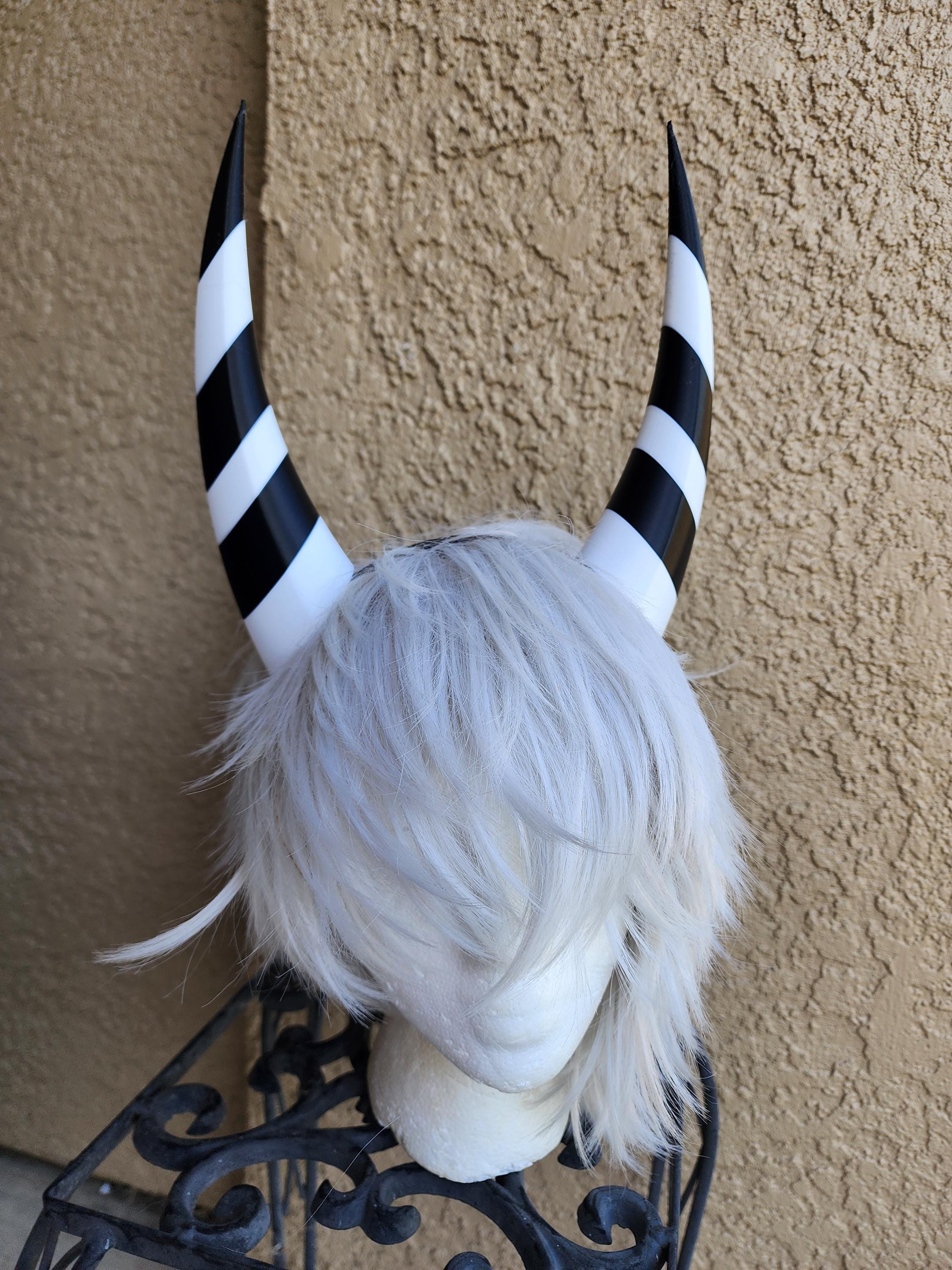 Striped Black and White Costume Horns - 3D Printed Headband - Etsy